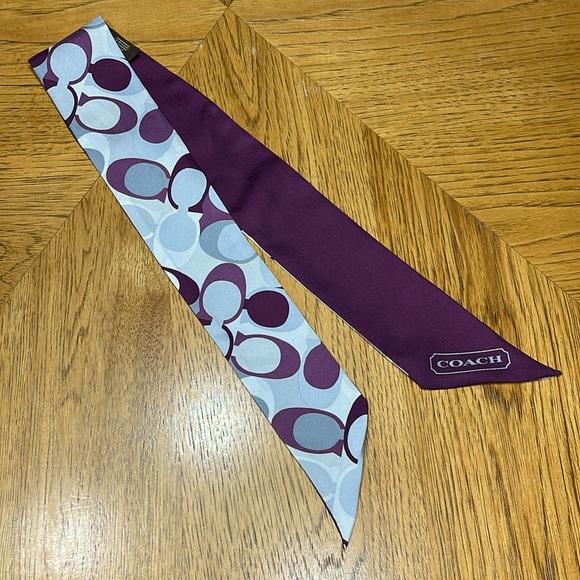 Coach | Accessories | Coach Signature Reversible Silk Skinny Scarf ...